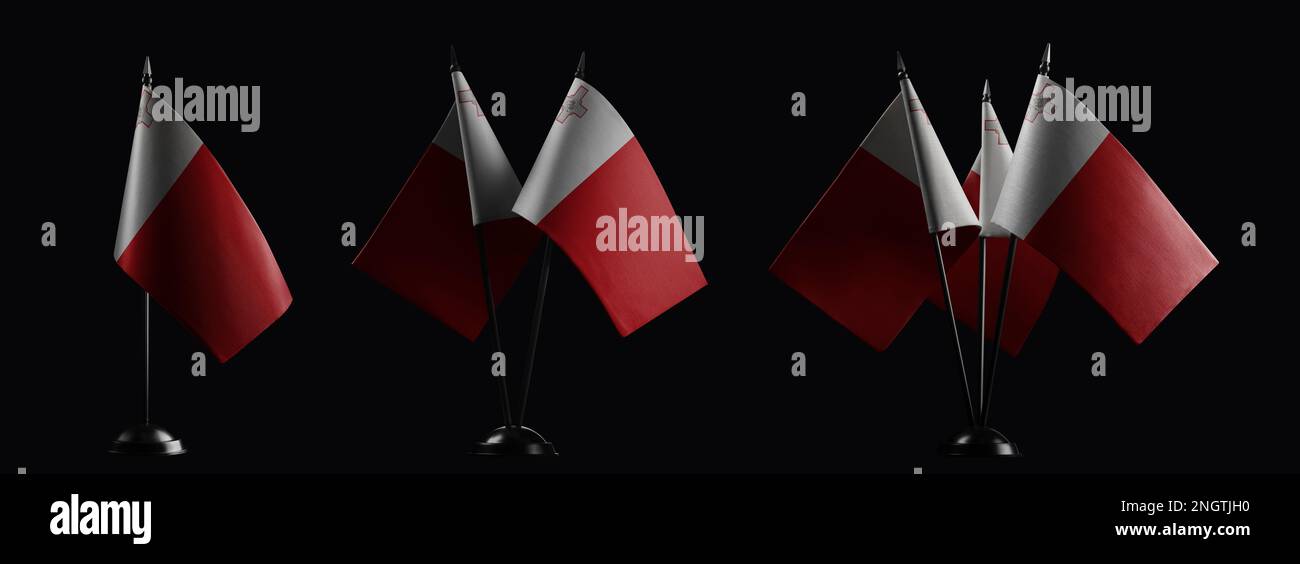 Small national flags of the Malta on a black background Stock Photo - Alamy