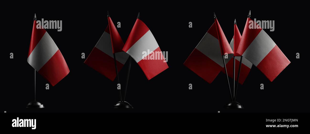 Small national flags of the Peru on a black background Stock Photo - Alamy
