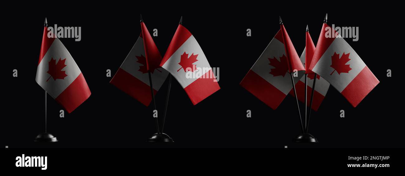 Small national flags of the Canada on a black background Stock Photo ...