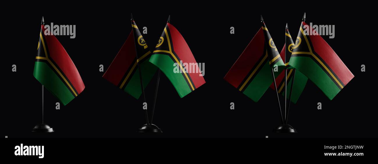 Small national flags of the Vanuatu on a black background Stock Photo ...