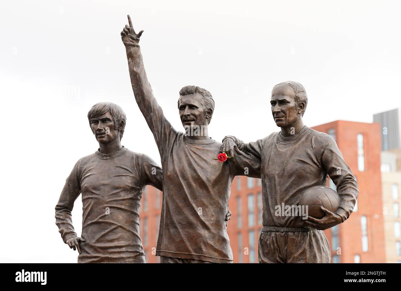 Manchester, UK. 19th Feb, 2023. The United Trinity statue showing ...