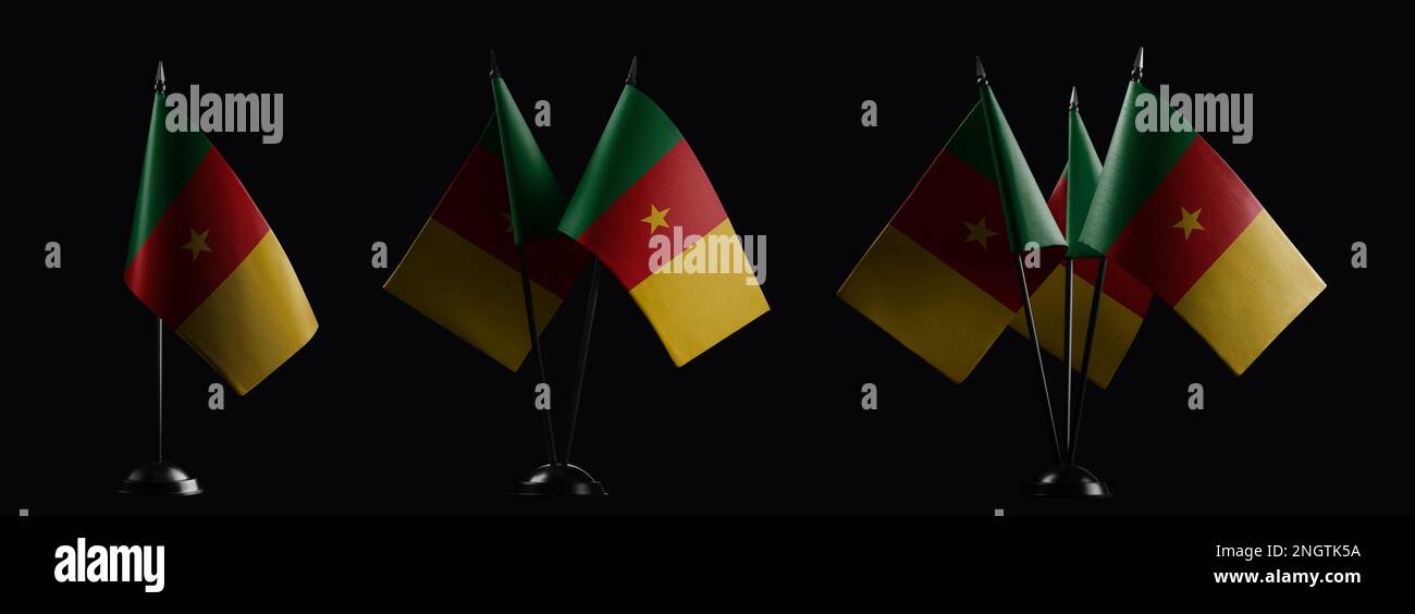 Small national flags of the Cameroon on a black background Stock Photo ...