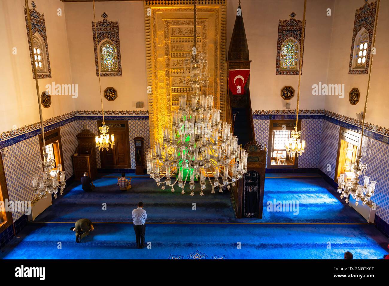 Interior of Haci Bayram Veli Mosque in Ankara. Islamic background photo ...