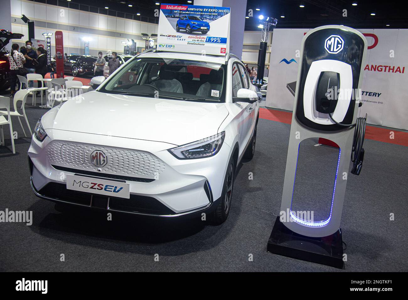 Bangkok, Thailand. 19th Feb, 2023. A MG ZS EV car seen at the Bangkok ...