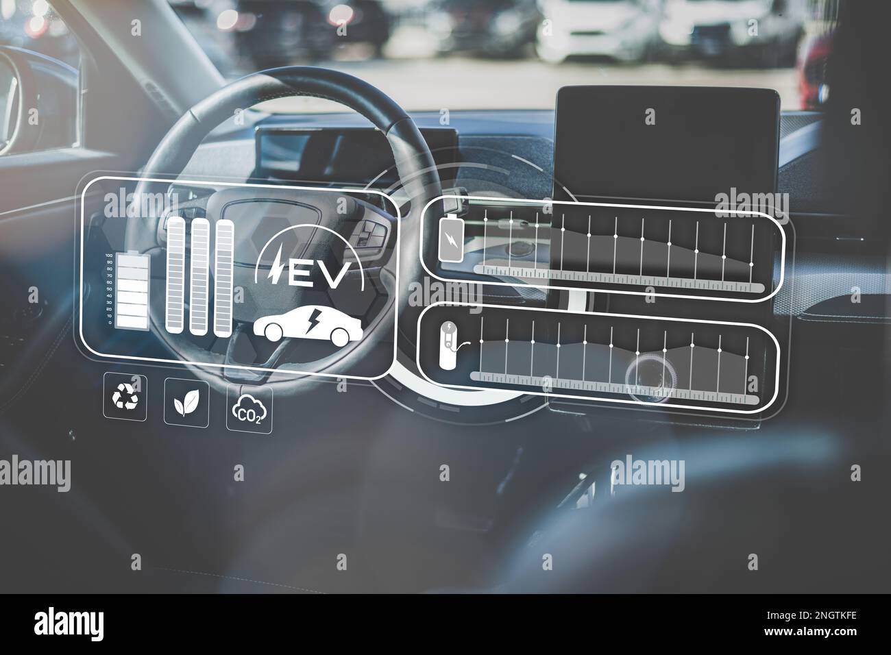 Green display shows battery charge hi-res stock photography and images ...