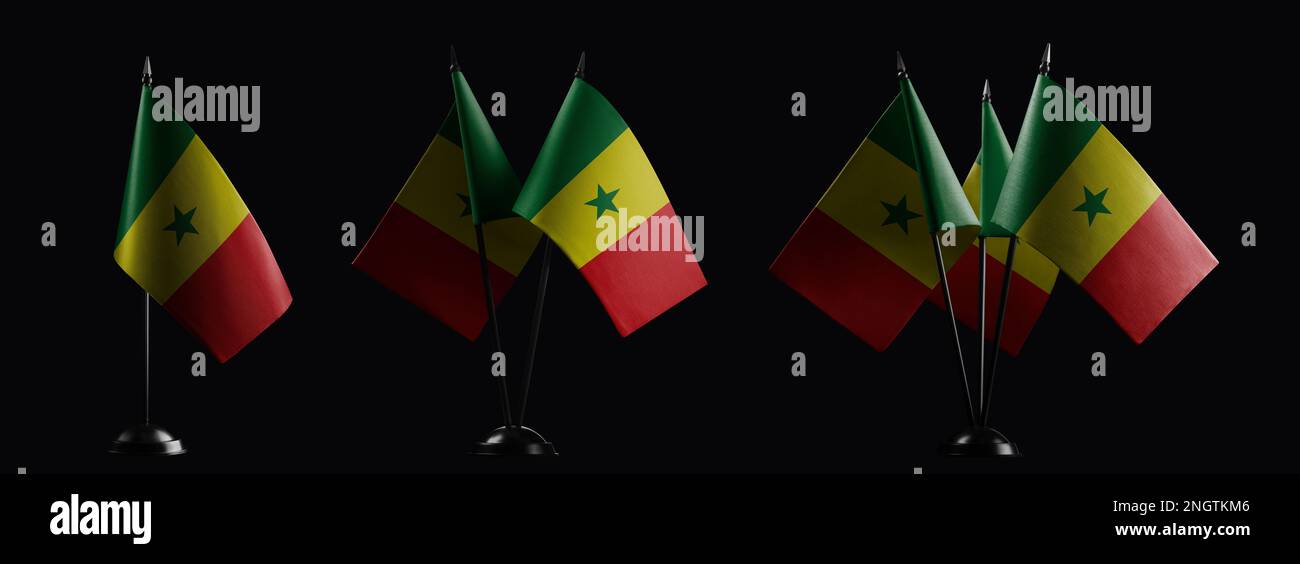 Small national flags of the Senegal on a black background Stock Photo ...