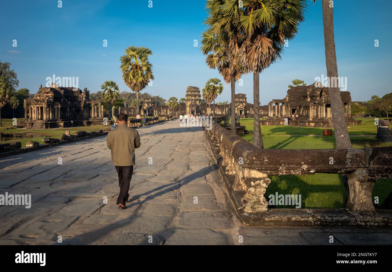 A local man walks along the causeway towards the West Gate at the famed ...