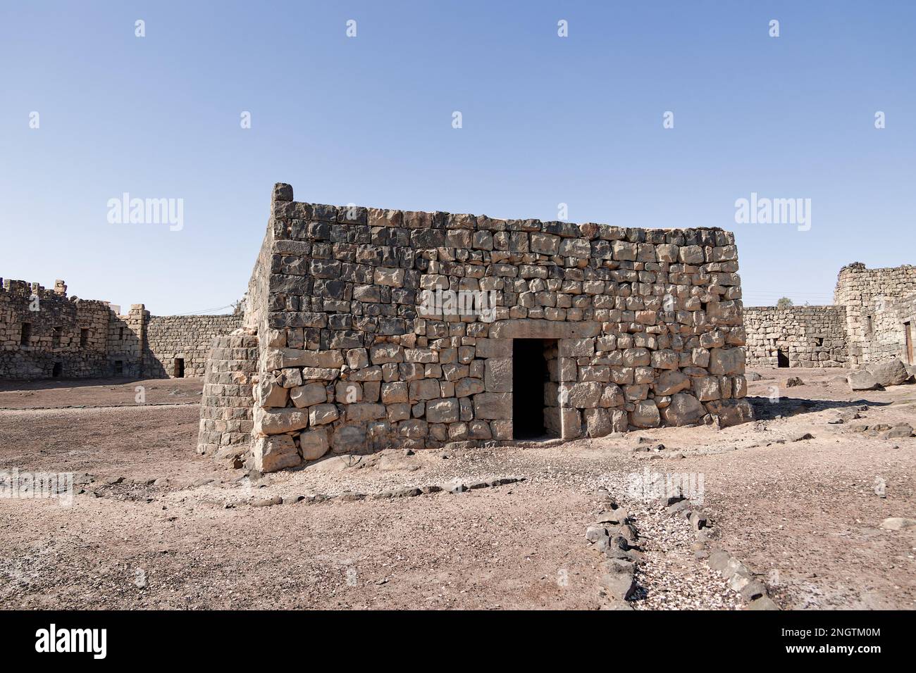 The early mosque built in the middle of the desert castle of Qasr al ...