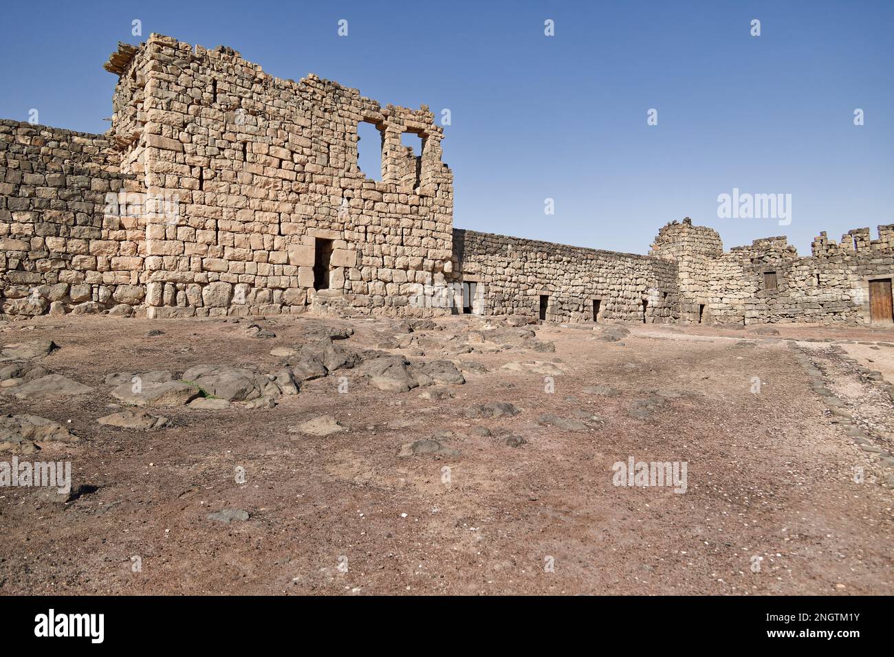 The northern walls of Qasr al-Azraq, a desert castle located about 62 ...