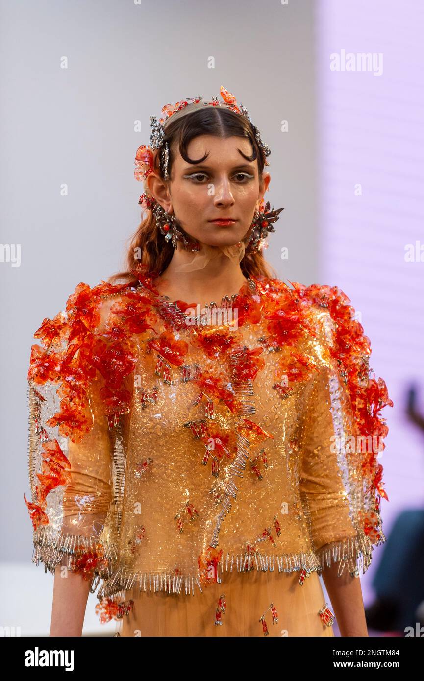 London, UK. 19 February 2023. A model wears a look by Mata Durikovic ...