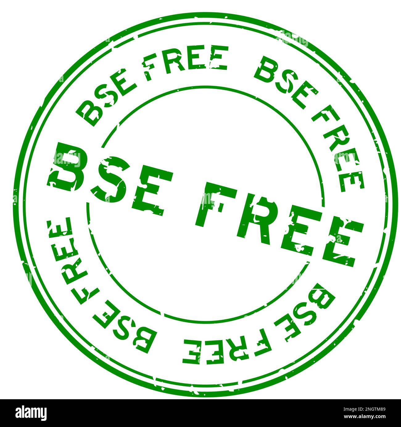 Grunge green BSE (bovine spongiform encephalopathy) free word round ...