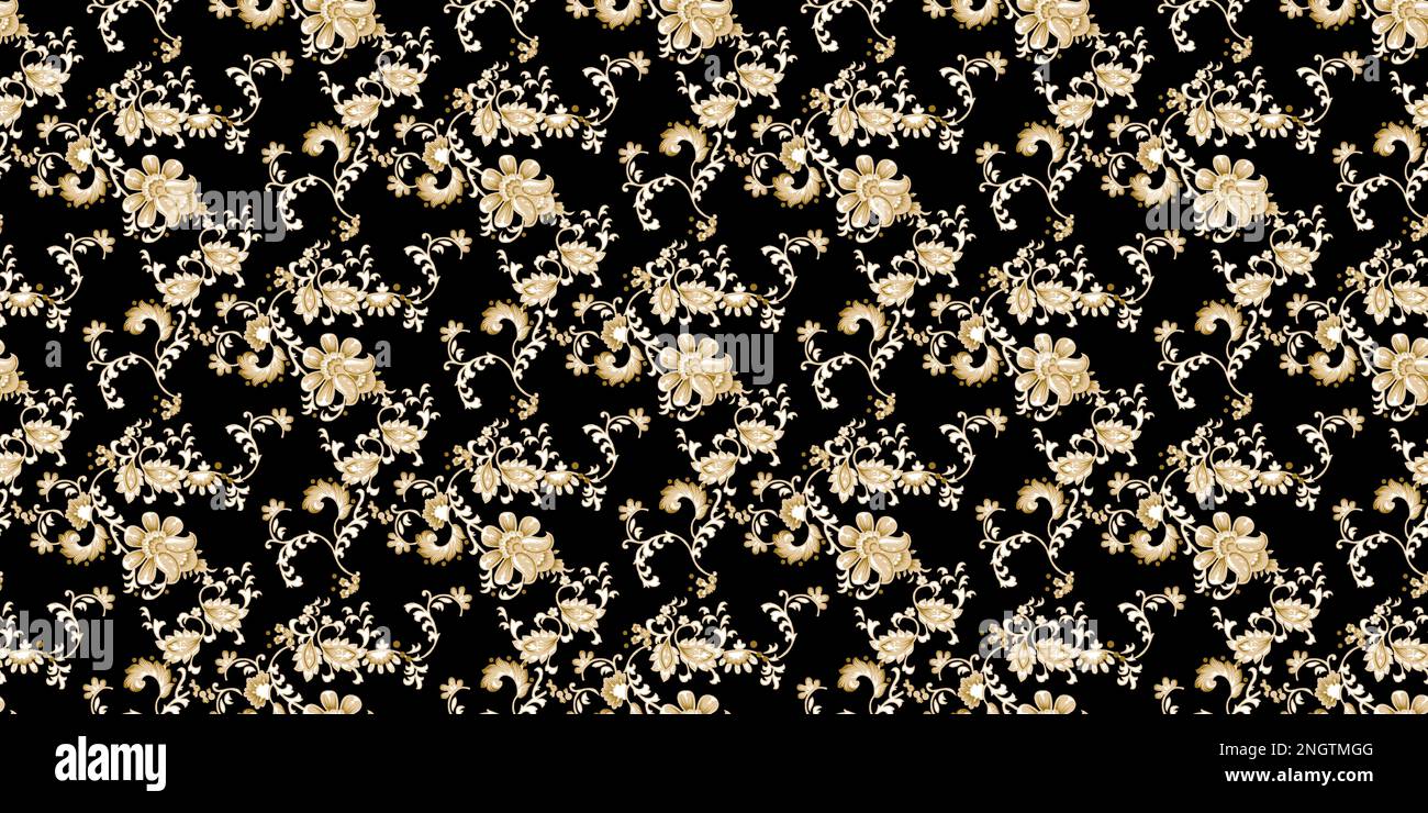Textile Digital Ikat Ethnic Design Set of damask Border Baroque Pattern ...