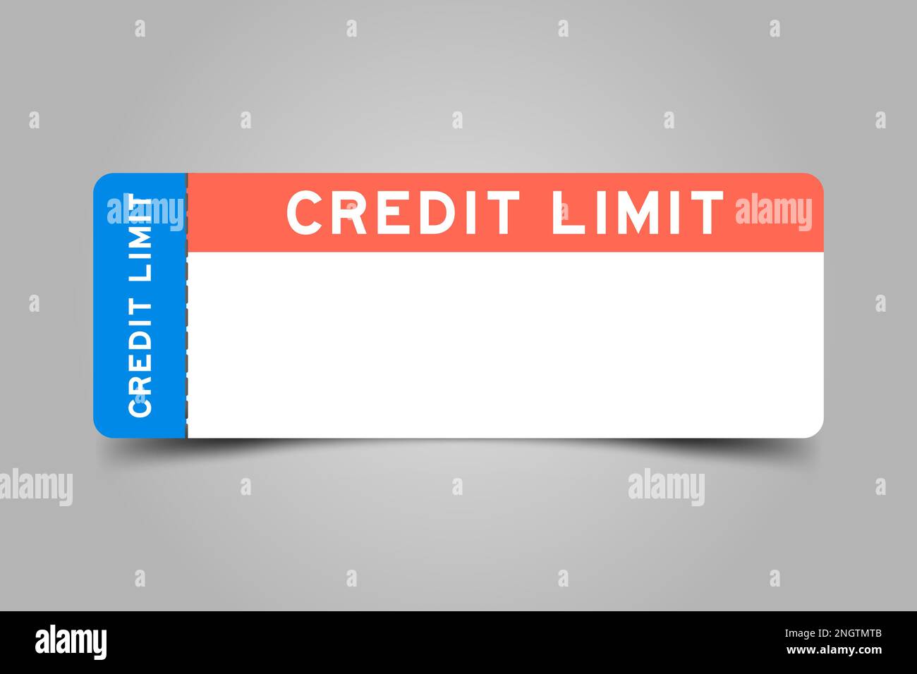 Blue and orange color ticket with word credit limit and white copy ...