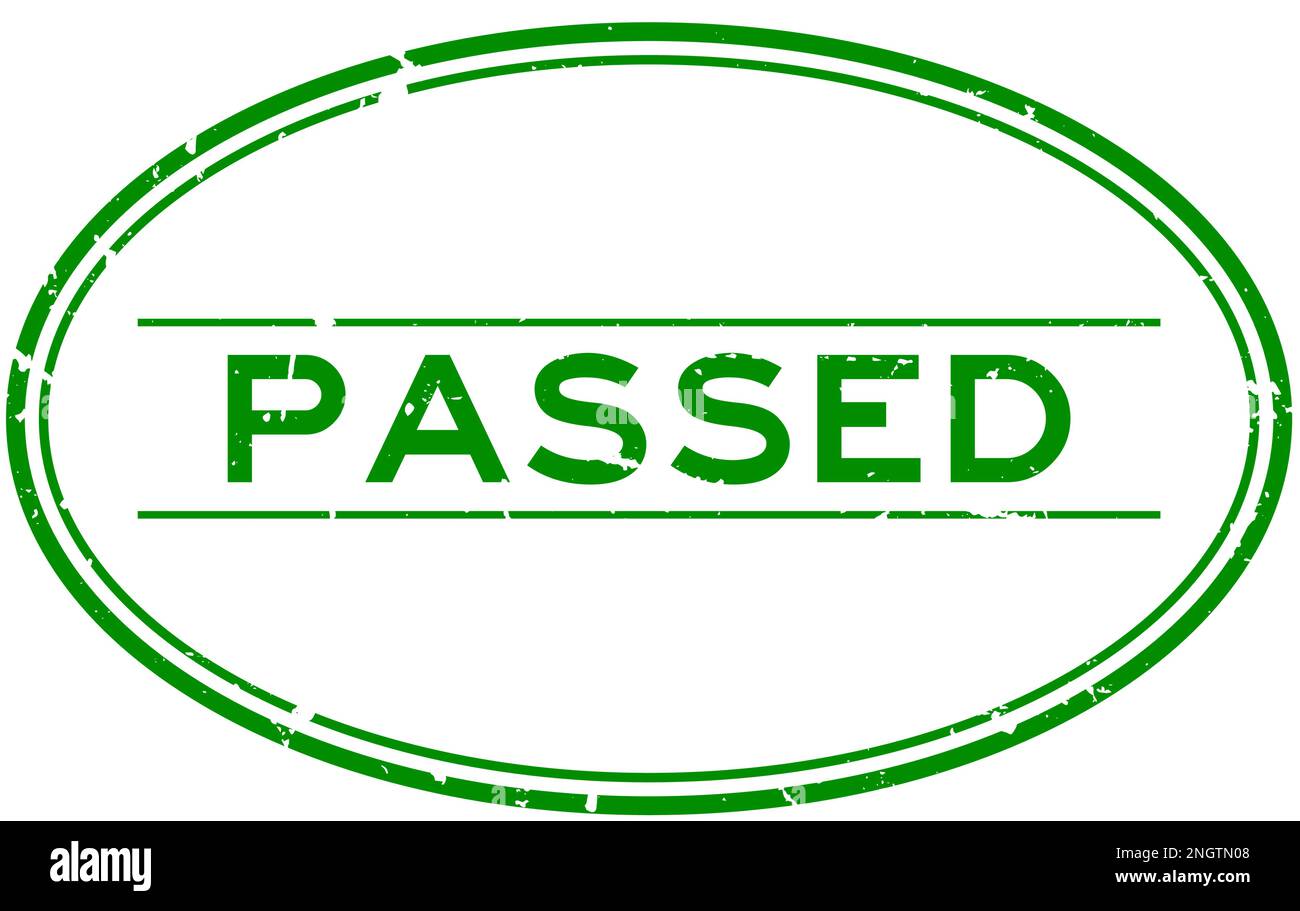 Grunge green passed word oval rubber seal stamp on white background ...