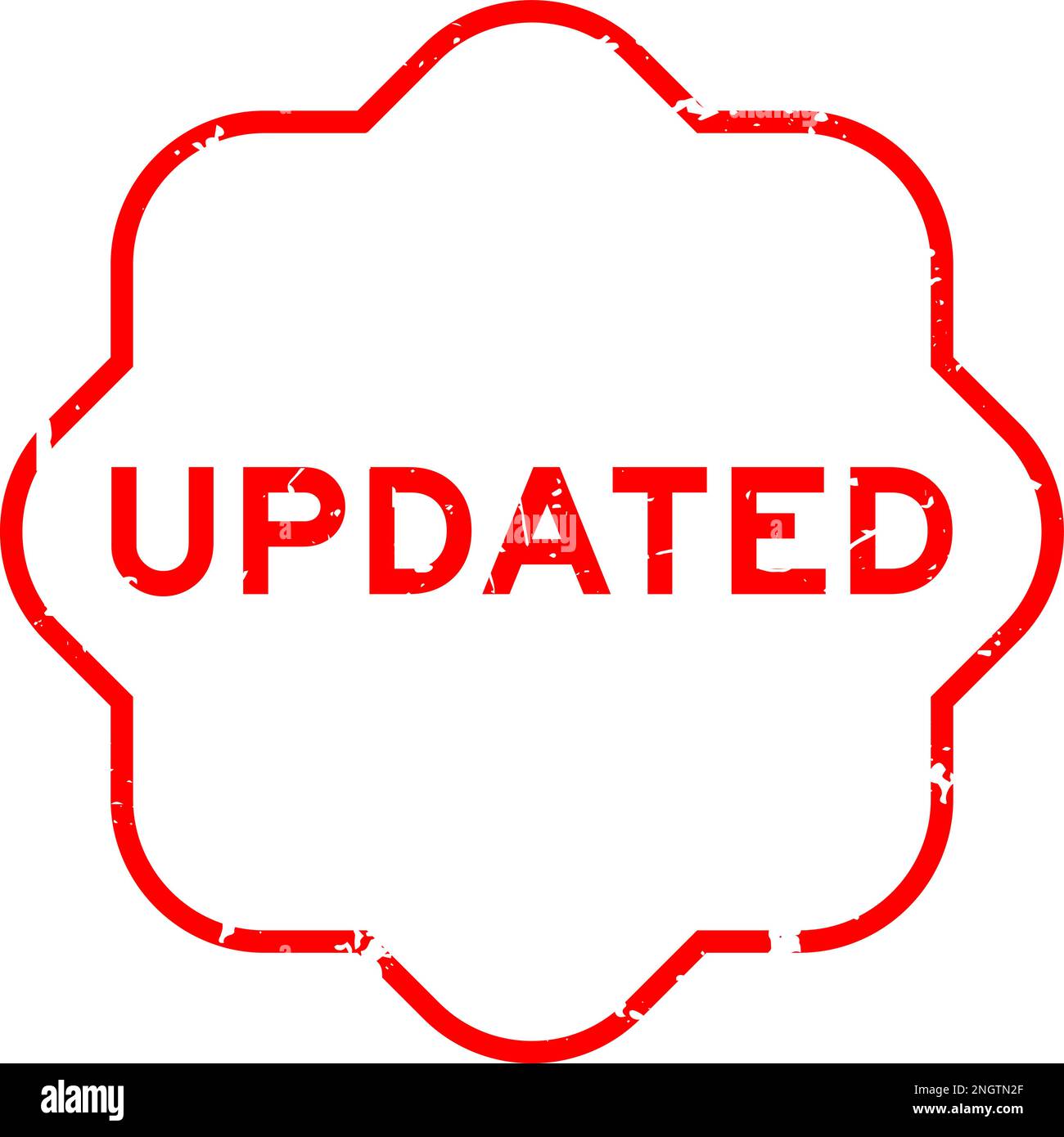 Grunge red updated word rubber seal stamp on white background Stock ...