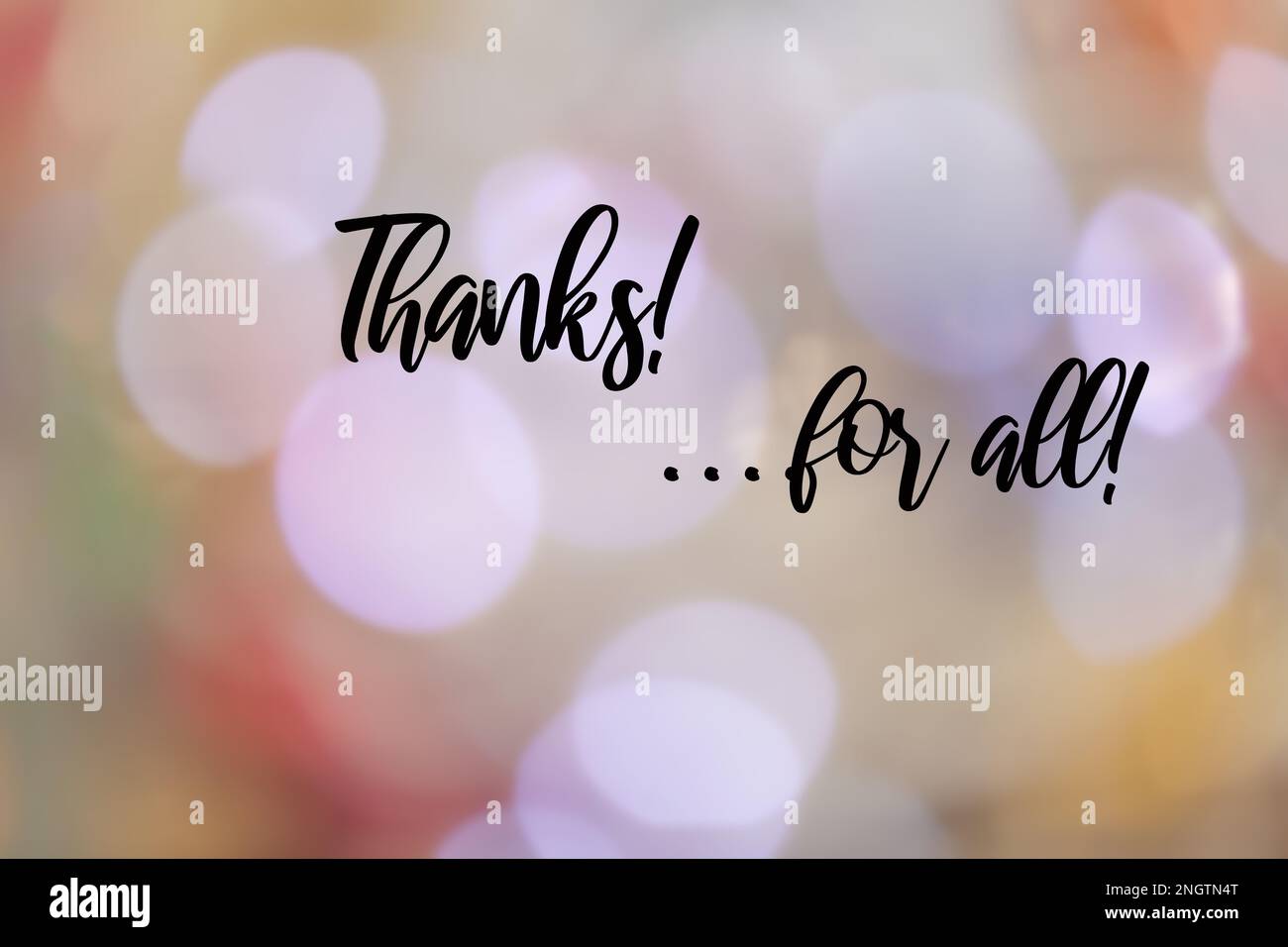 Background with the words Thanks for all! on a blurred light background ...
