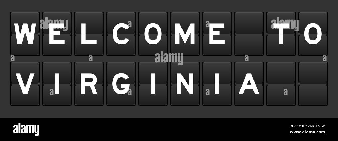 Black color analog flip board with word welcome to virginia on gray ...