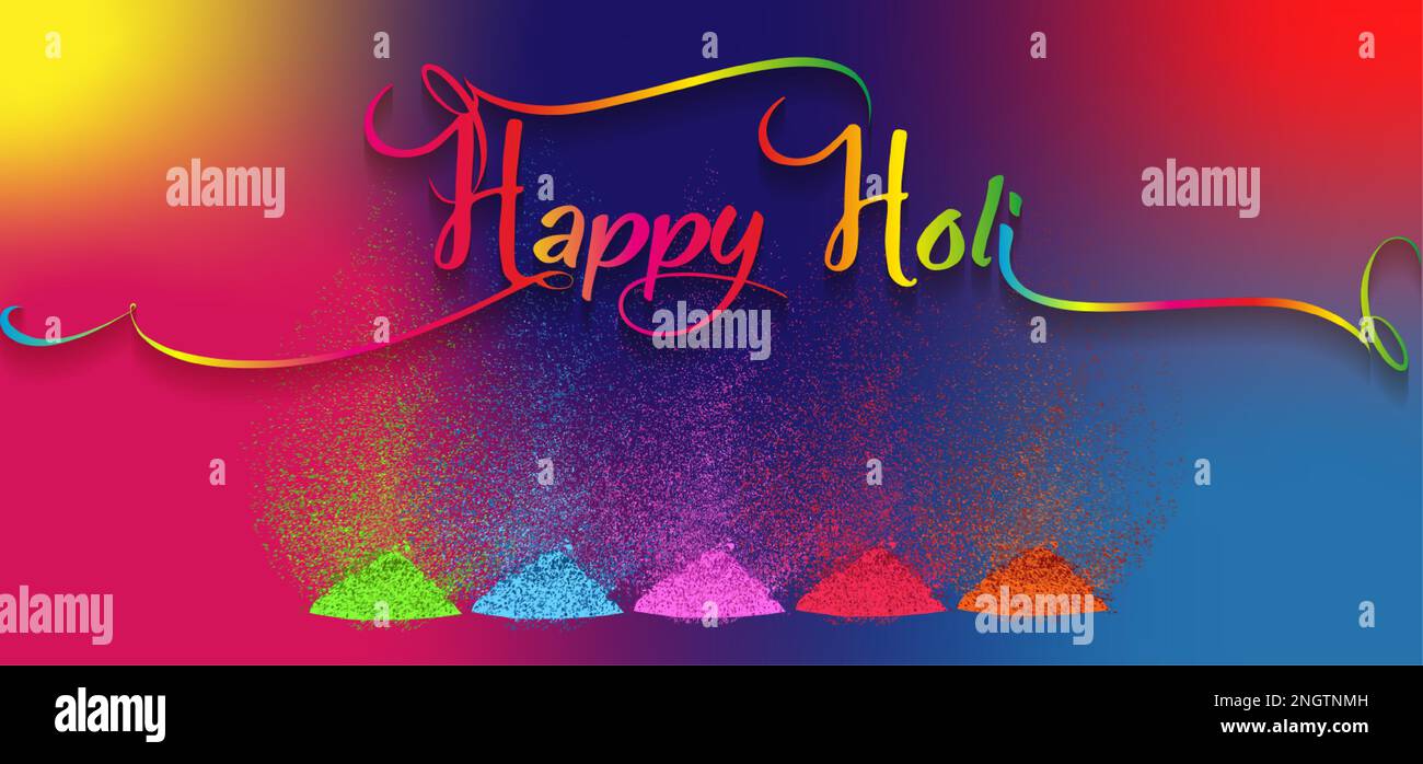 Happy Holi Indian Festival Banner, Colorful gulaal, powder color, party ...