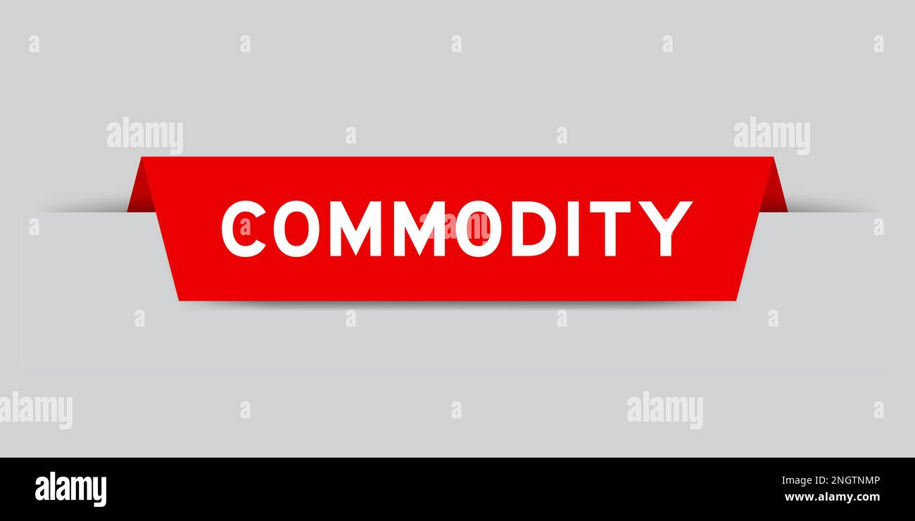 Red color inserted label with word commodity on gray background Stock ...