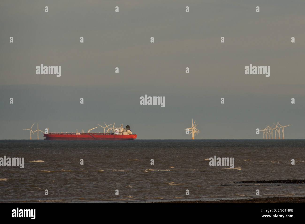 Margate, UK. 17 Feb 2023. The huge Thames Estuary wind farm in the ...
