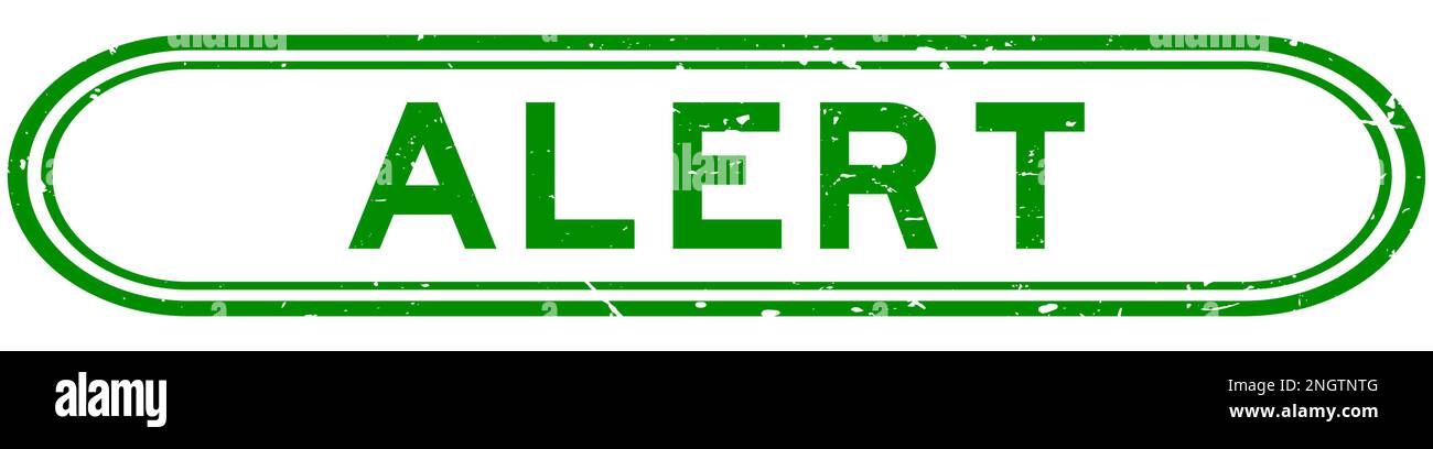 Grunge green alert word rubber seal stamp on white background Stock ...
