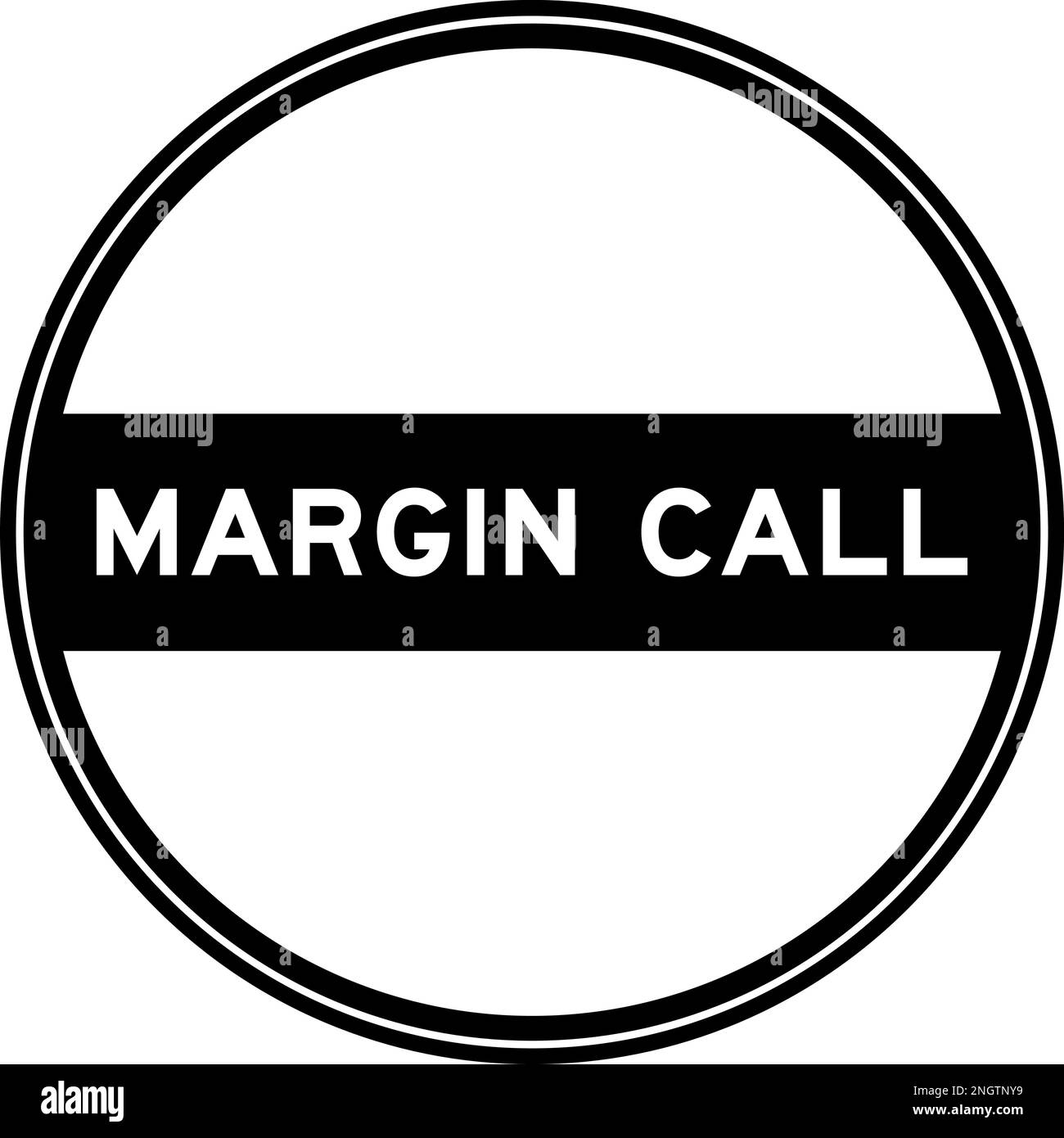 Black color round seal sticker in word margin call on white background ...