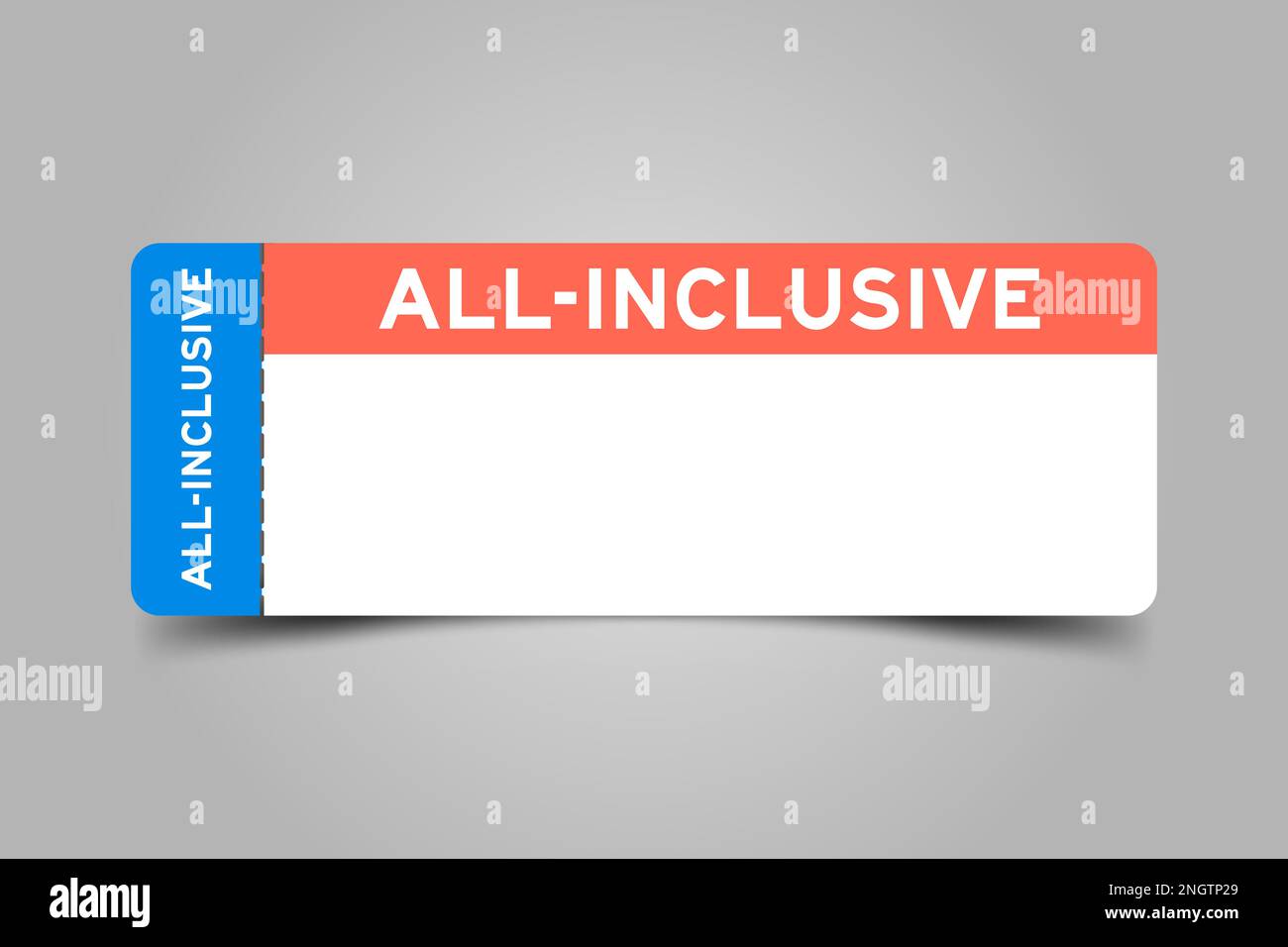 Blue and orange color ticket with word all-inclusive and white copy ...