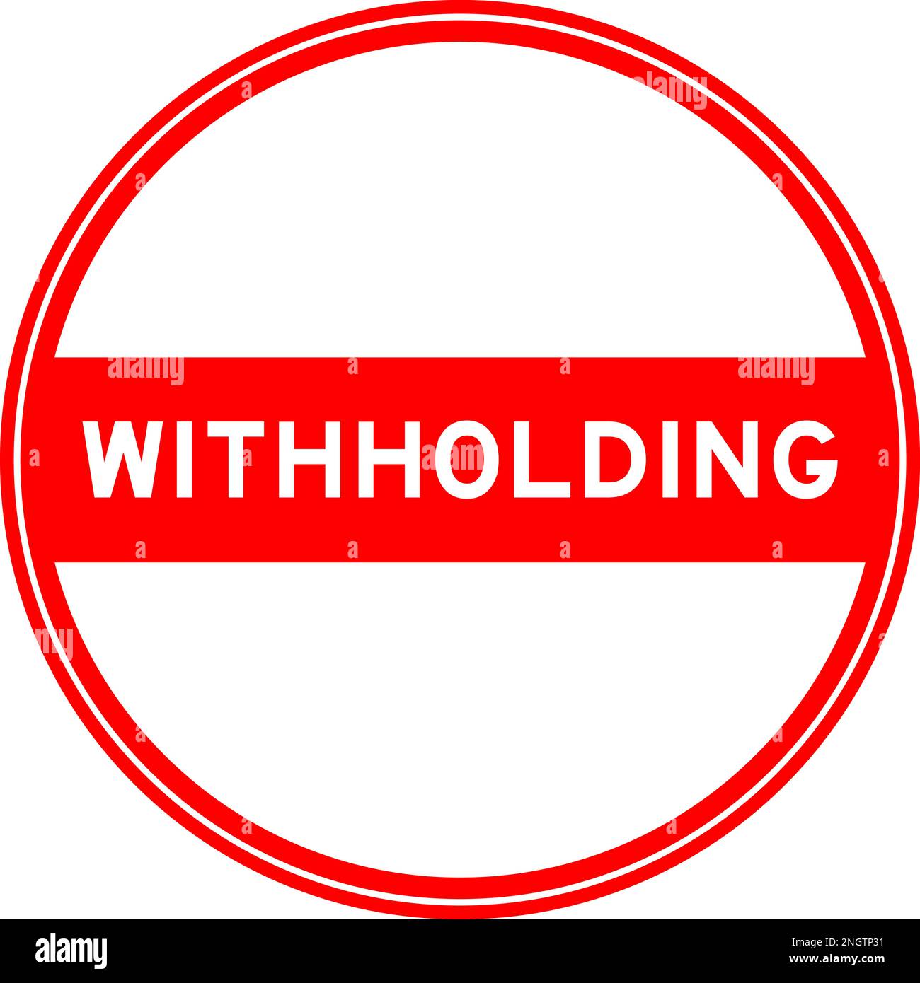 Red color round seal sticker in word withholding on white background ...