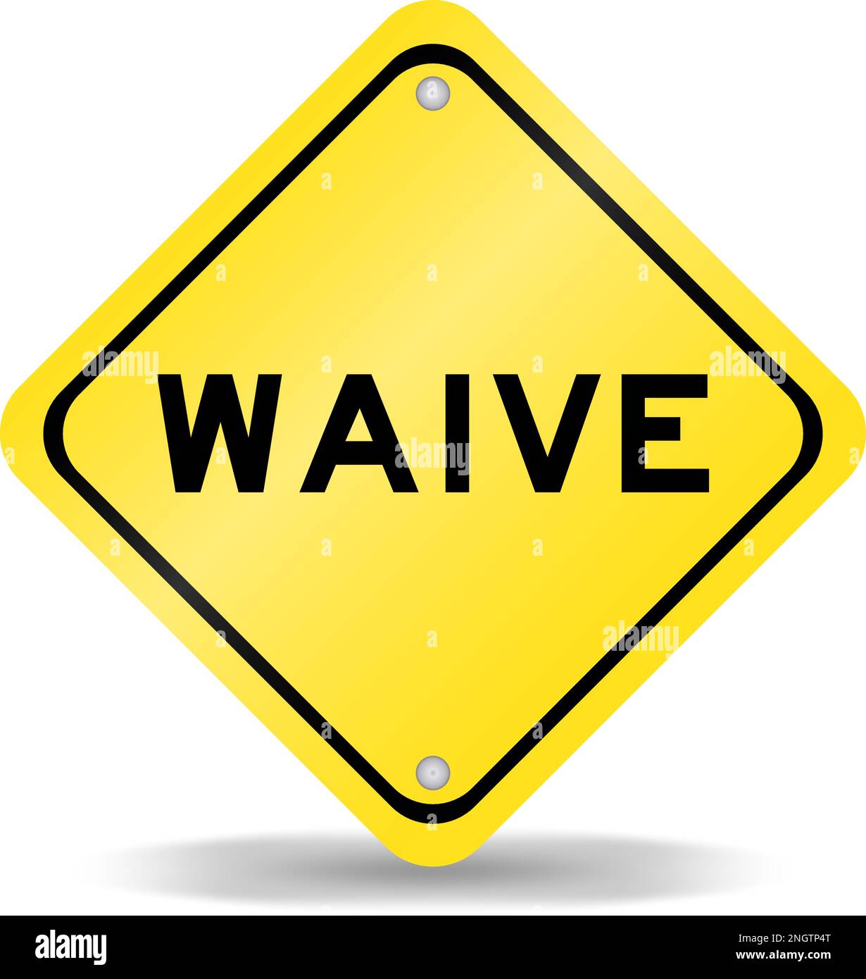 Yellow color transportation sign with word waive on white background ...