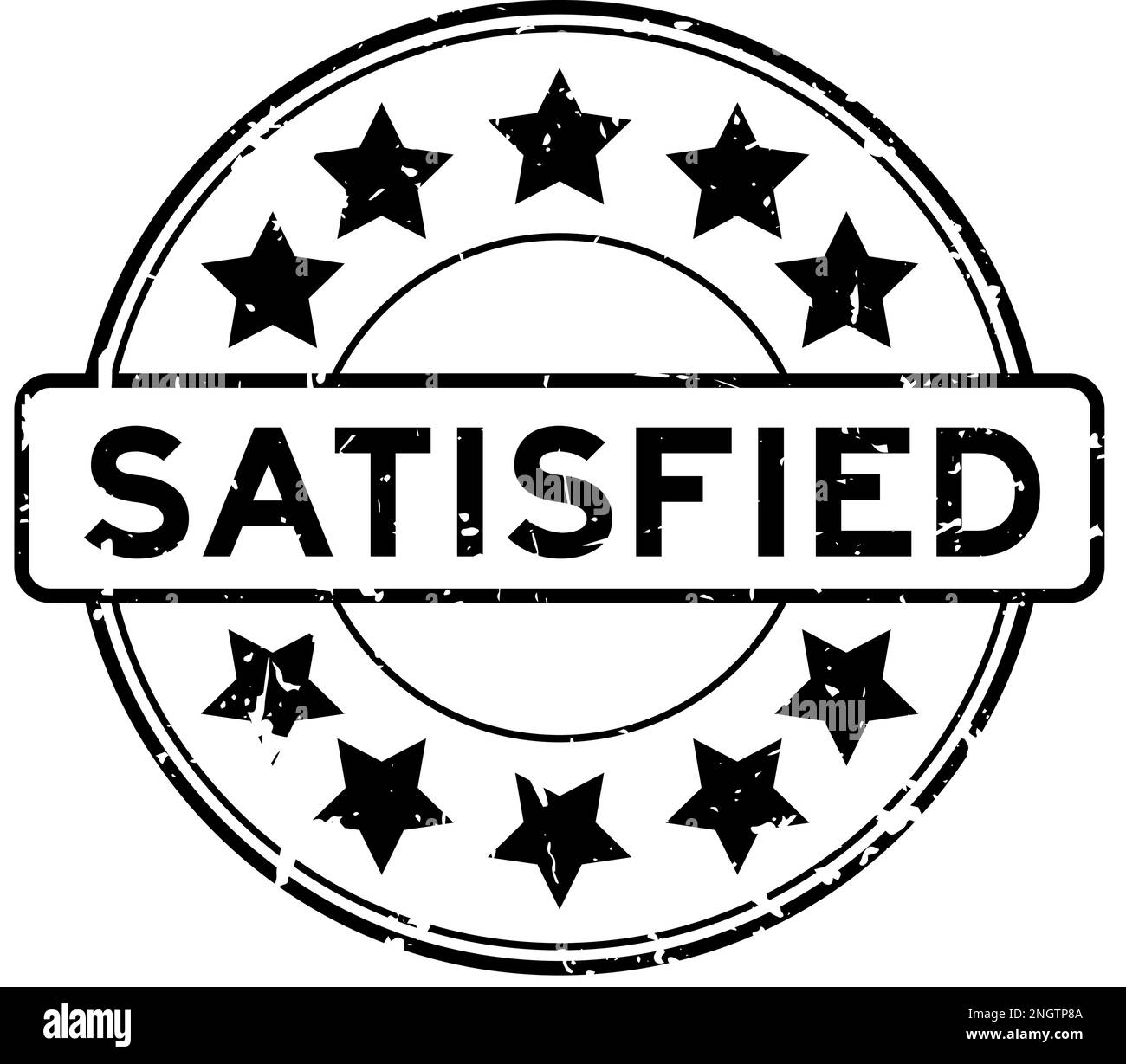 Grunge black satisfied word with star icon round rubber seal stamp on ...