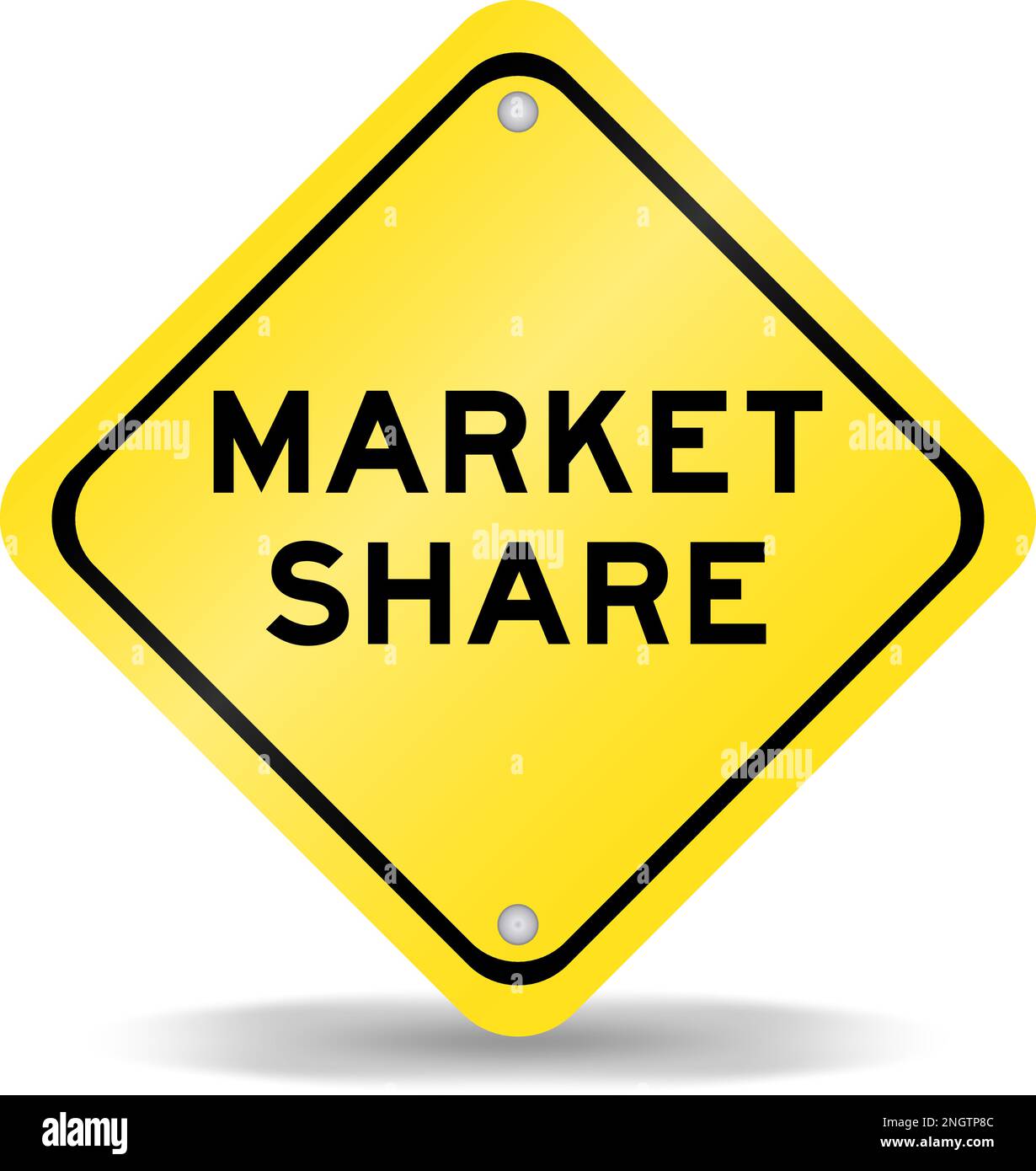Yellow color transportation sign with word market share on white ...