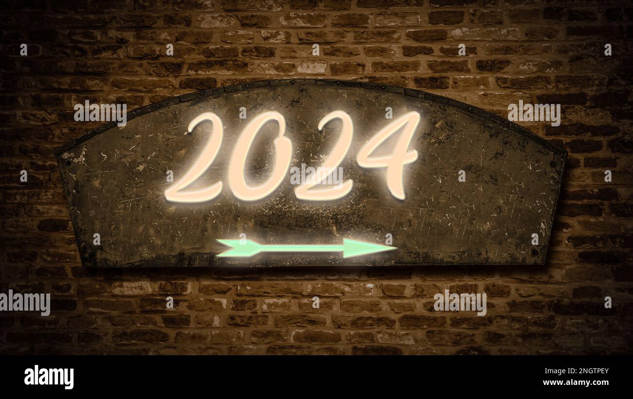 Signposts with the direct way to 2024 Stock Photo - Alamy