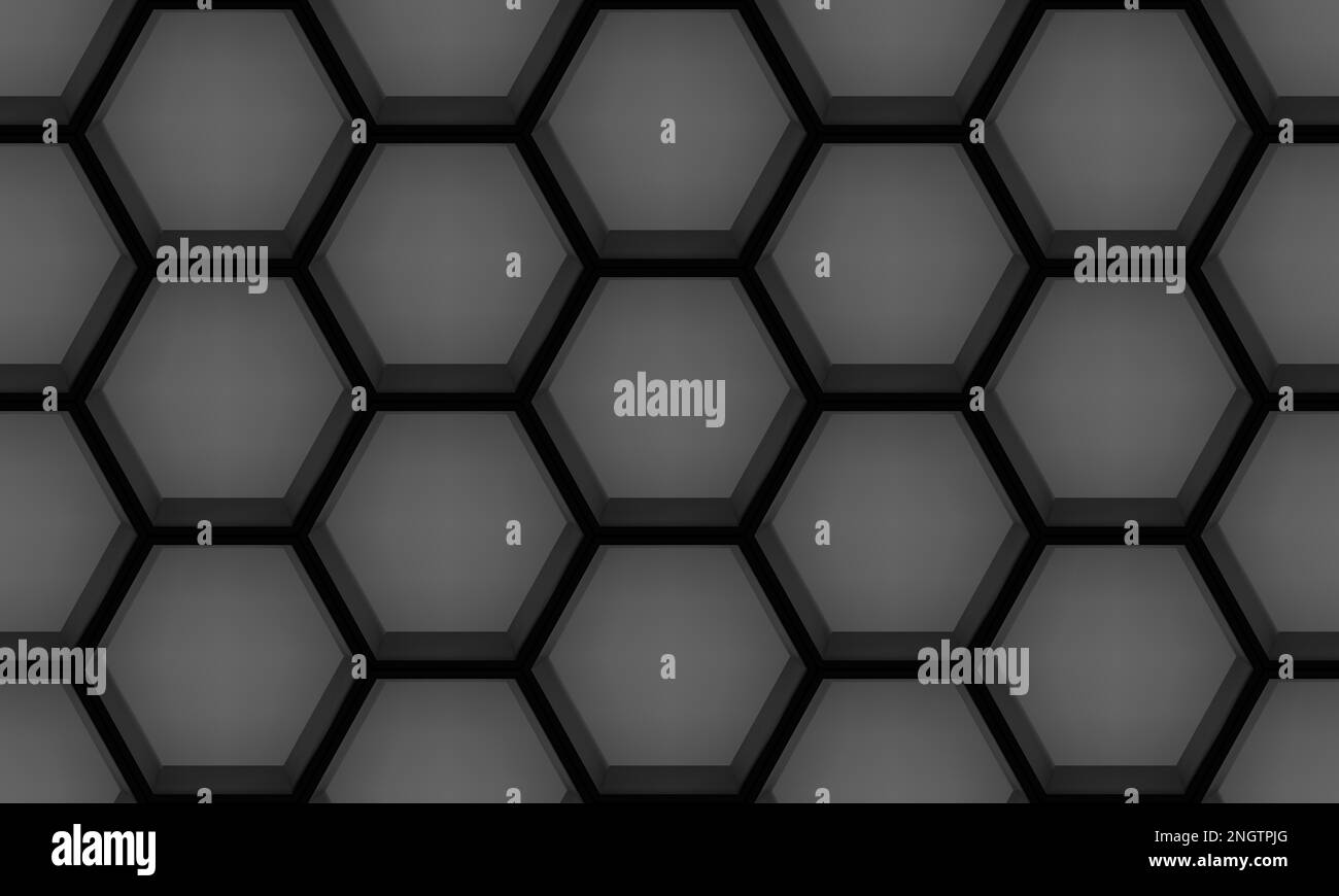 3D empty black hexagon shelves wall seamless pattern Stock Vector Image ...
