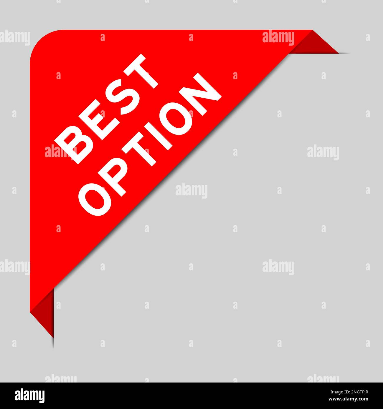Red color of corner label banner with word best option on gray ...