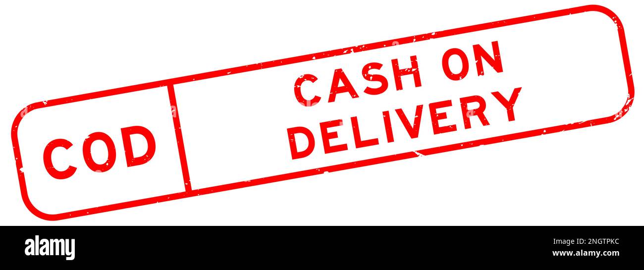 Grunge red COD cash on delivery word square rubber seal stamp on white ...