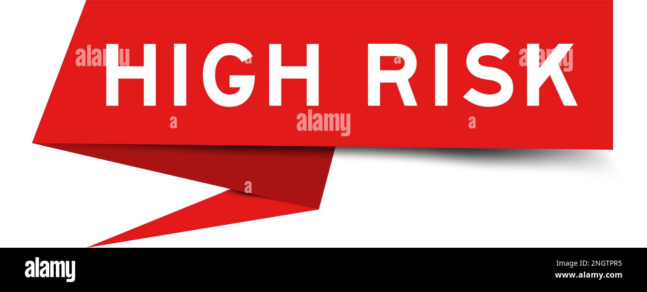 Red color speech banner with word high risk on white background Stock ...