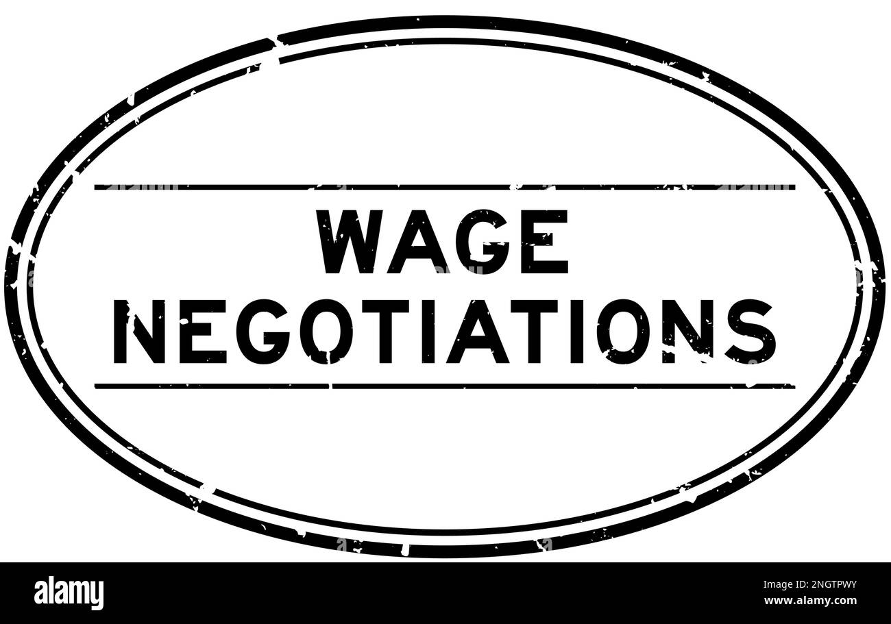 Grunge black wage negotiations word oval rubber seal stamp on white ...