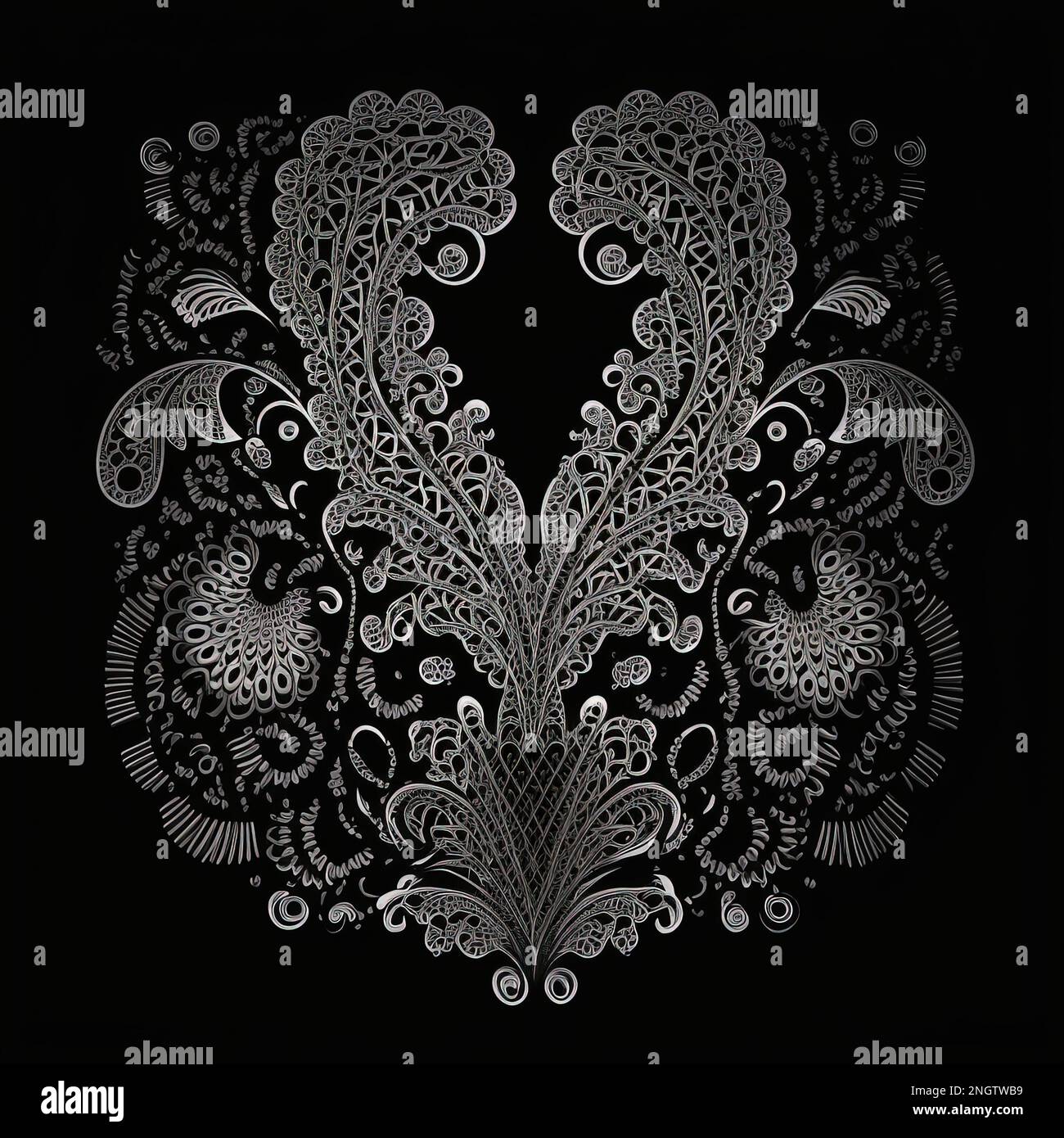 Retro lace pattern on black background. Elegant monochrome fabric ...