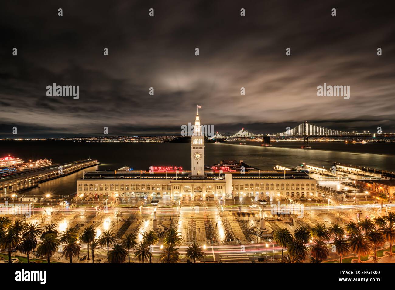 San Francisco, USA - December 30th 2022: Night time view of Harry ...