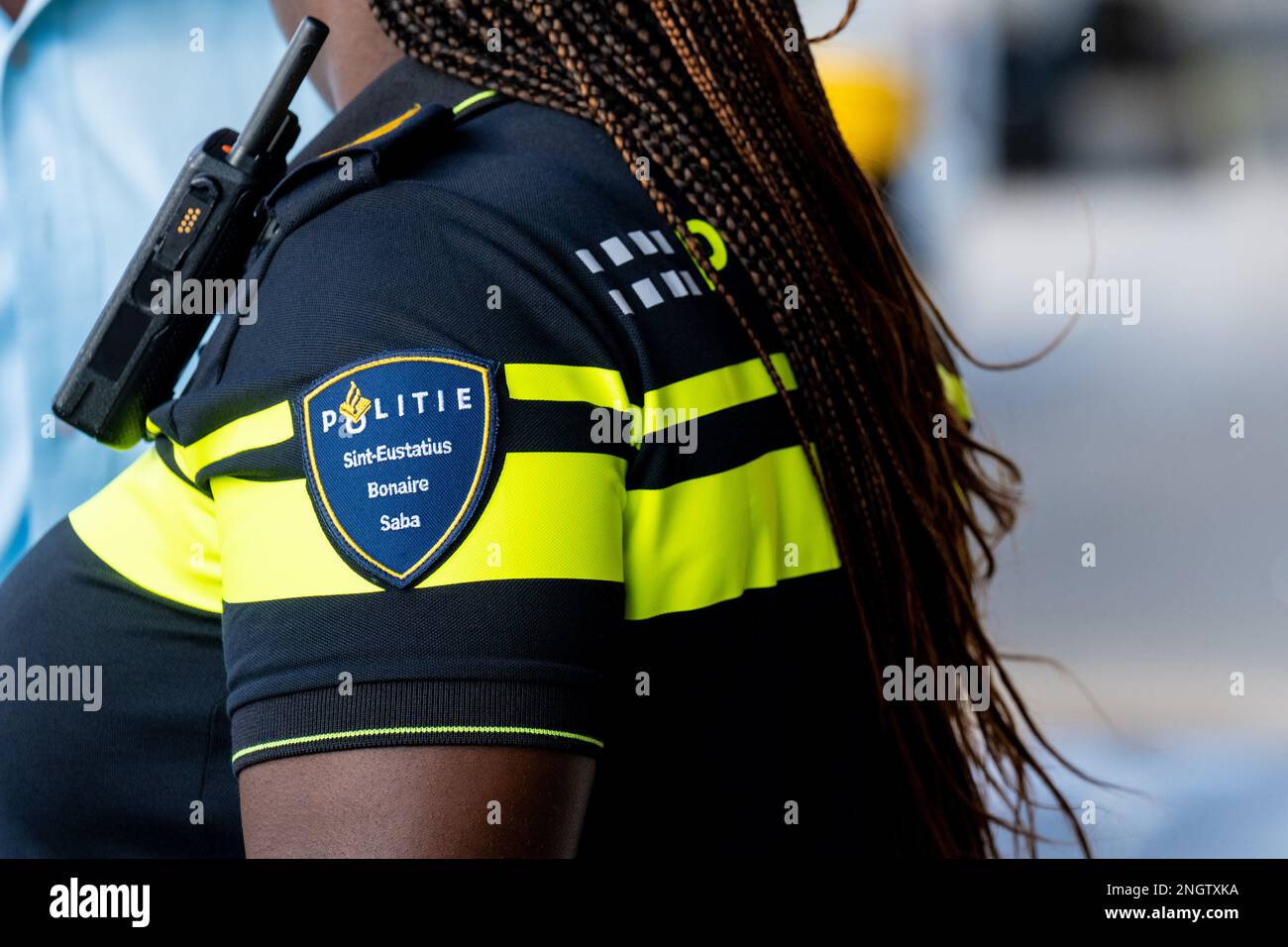 Dutch Police in special Island uniform in Oranjestad on Dutch Caribbean ...
