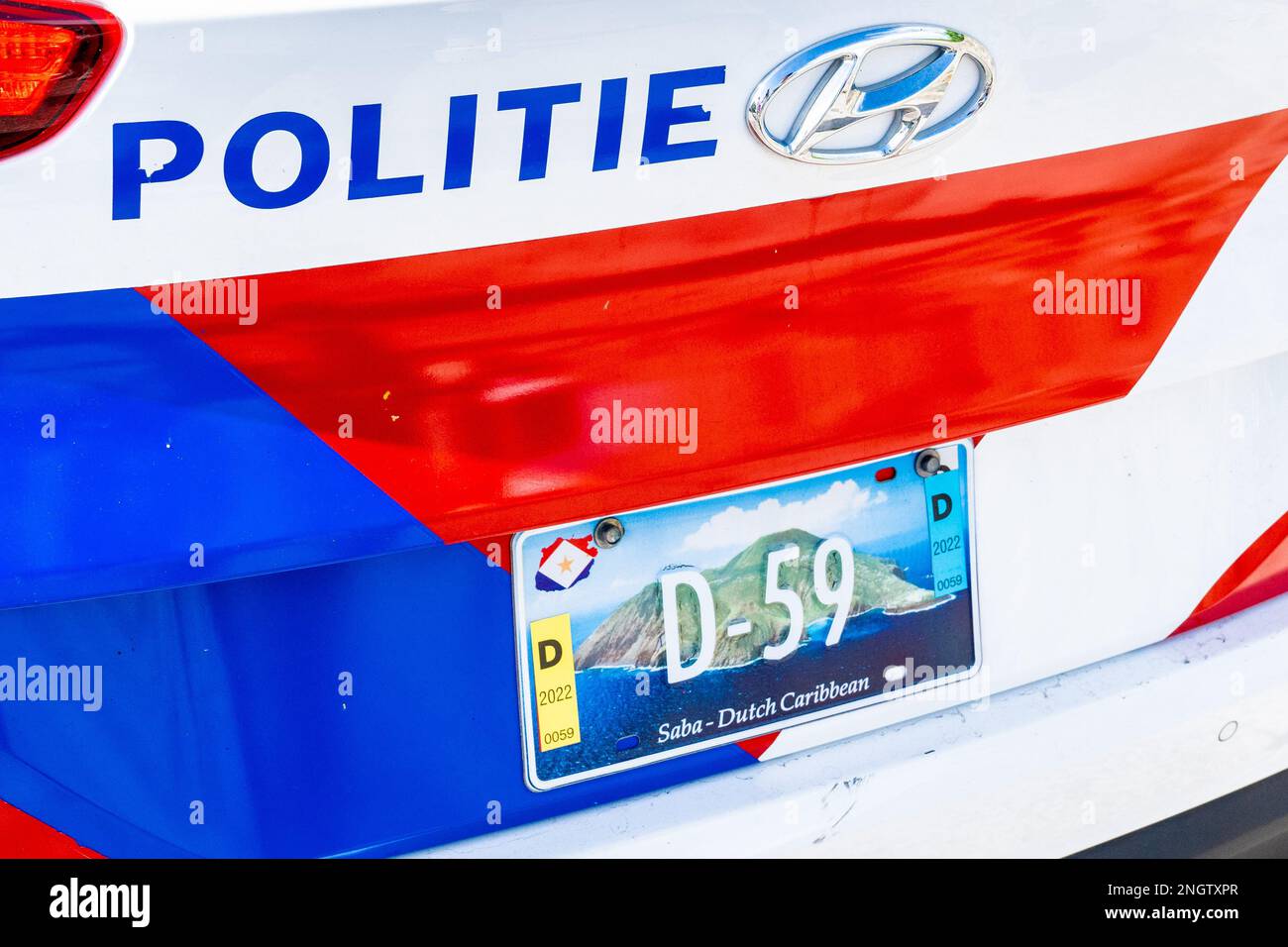 Dutch Police car on Dutch Caribbean Island Saba. (Photo by DPPA/Sipa ...