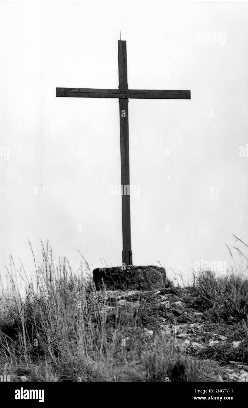 The large cross at the top of Mount Gemi near Amedzofe in Volta Region ...