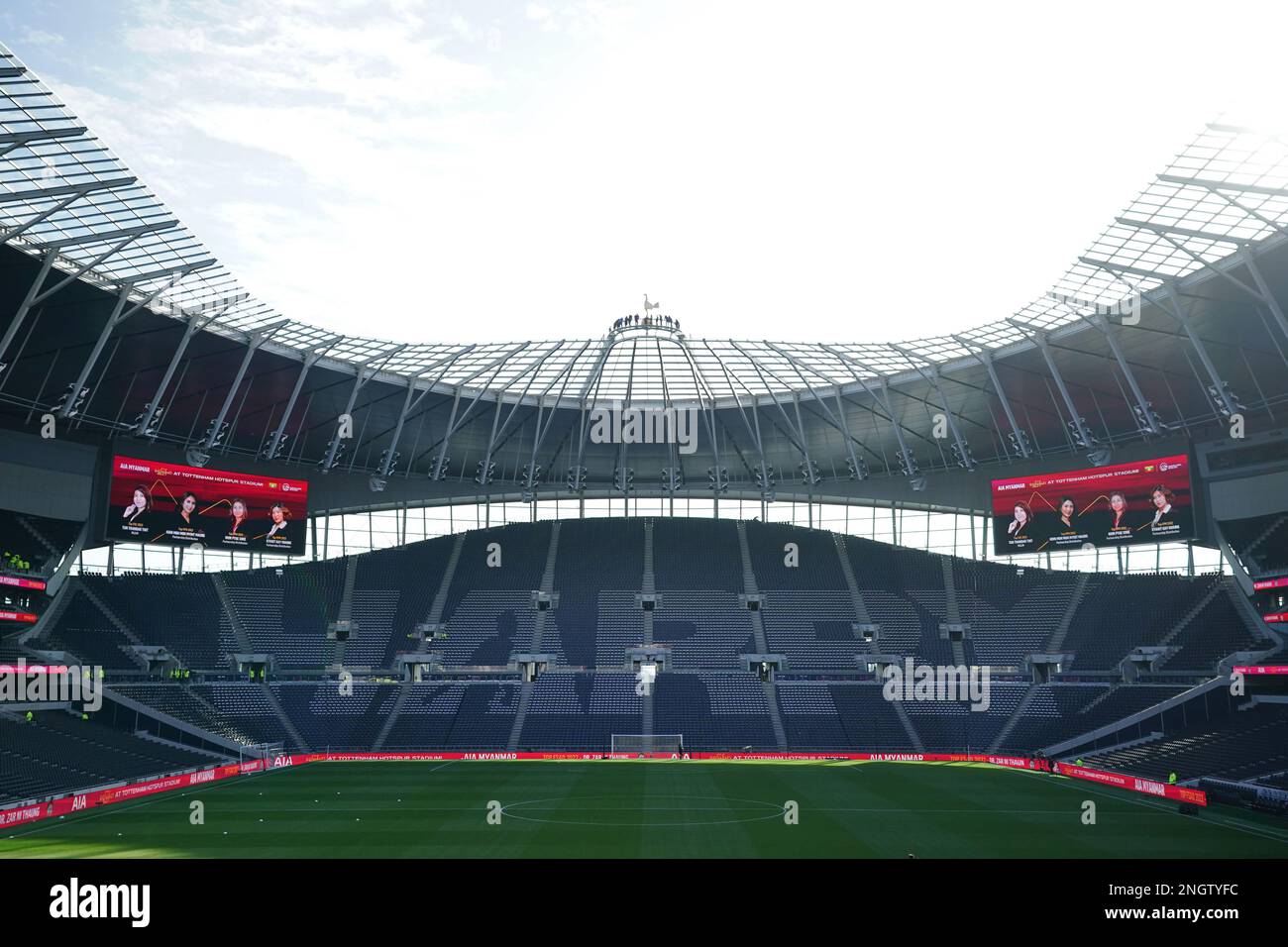 A general view of the pitch and stands displaying a tribute to all-time ...