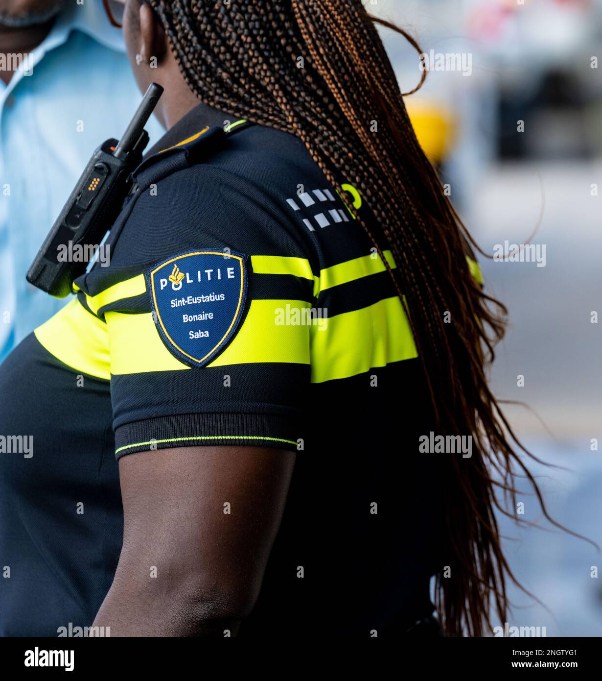 Dutch Police in special Island uniform in Oranjestad on Dutch Caribbean ...