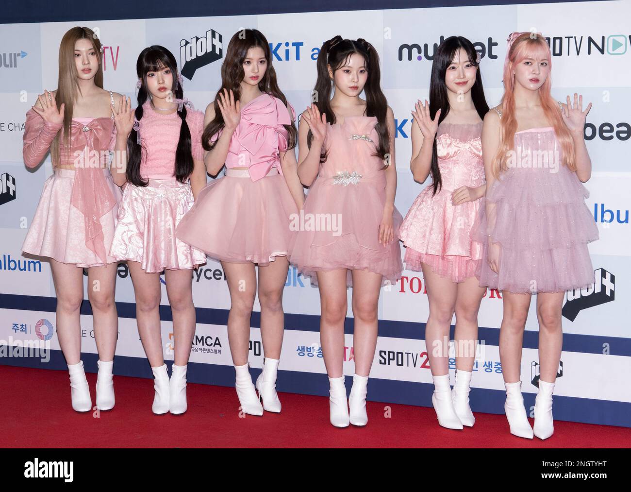 18 February 2023 - Seoul, South Korea : Lily, Haewon, Sullyoon, Bae, Jiwoo and Kyujin, K-pop ...