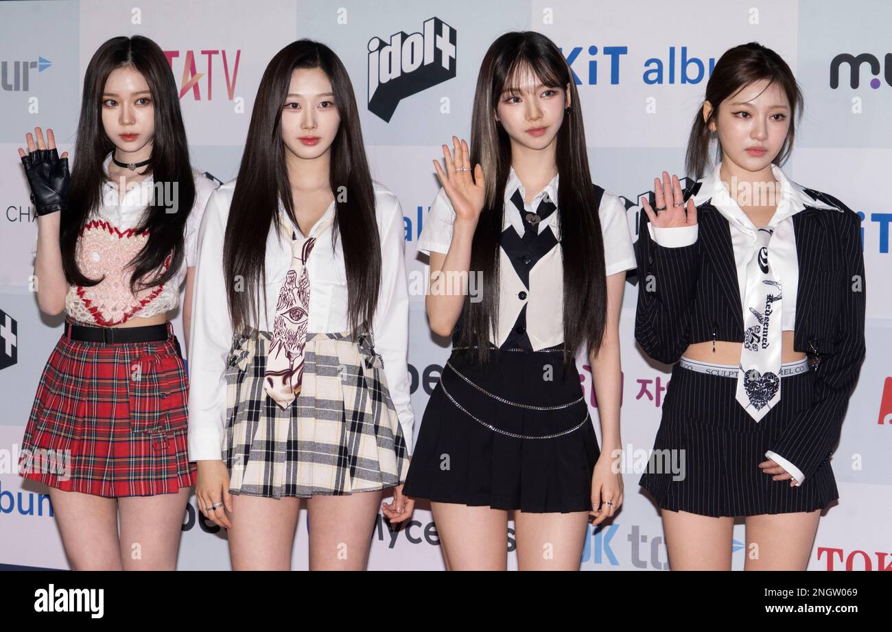 Seoul, South Korea. 18th Feb, 2023. (L to R) Winter, Karina, Giselle and Ningning, from China, K ...