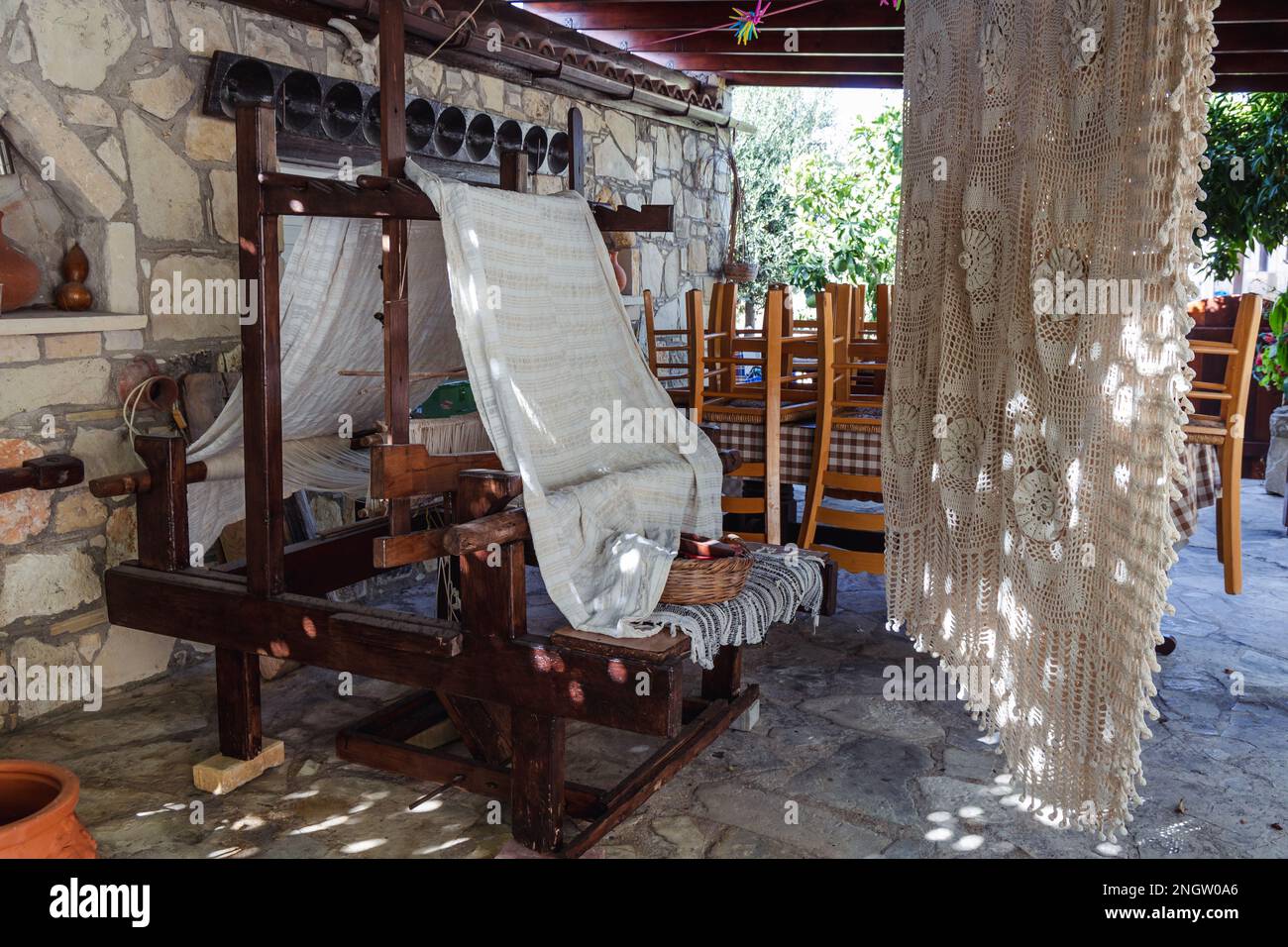 Traditional tablecloth and loom in Sofia And Andreas Traditional House ...