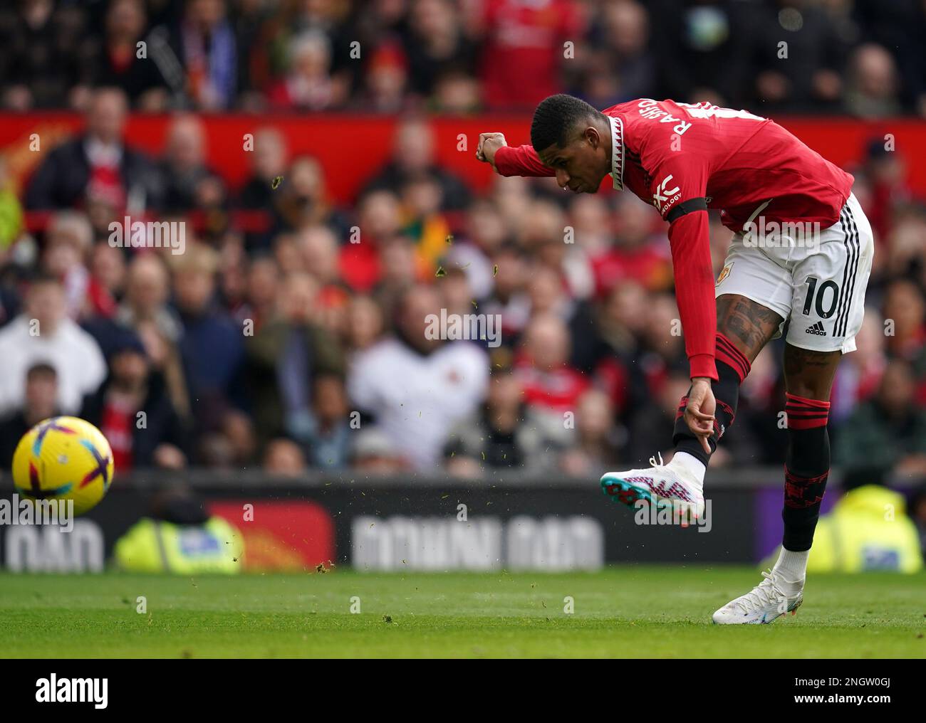 Manchester United's Marcus Rashford scores their side's first goal of ...