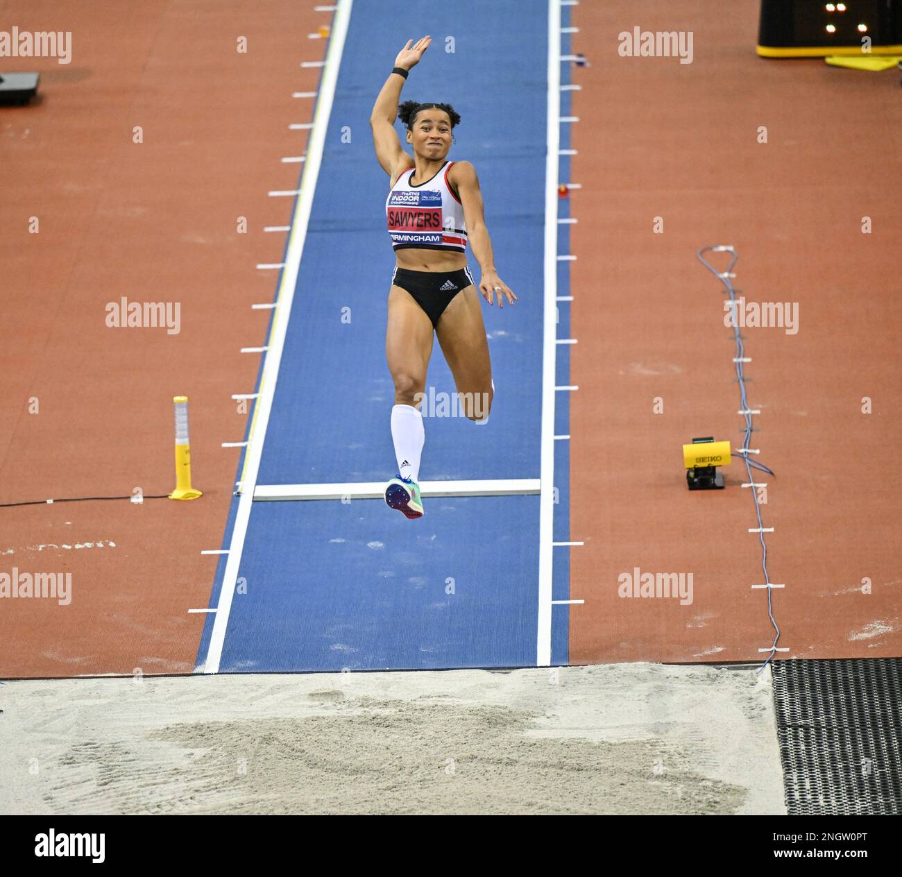 Birmingham, UK, 19 February 2023. Jazmin SAWYERS of City of Stoke AC ...