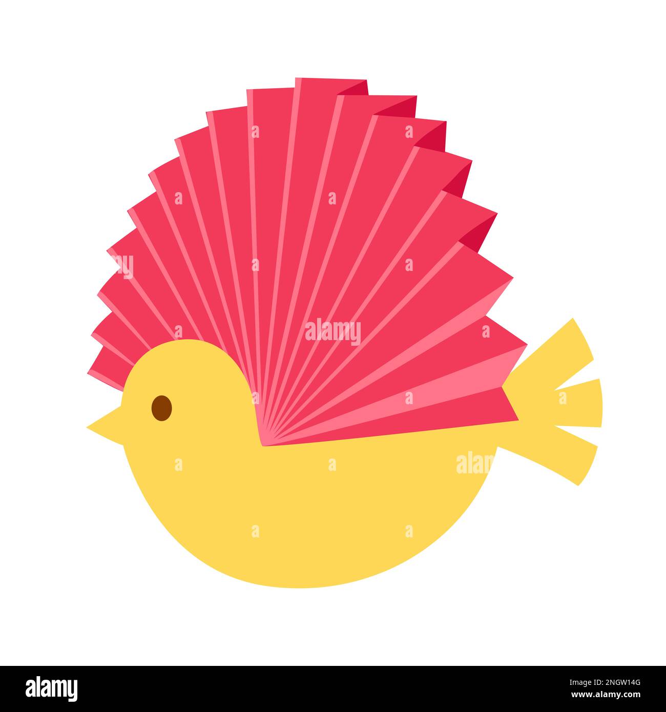 Papercraft bird with folded fan wings. Simple isolated cartoon vector ...